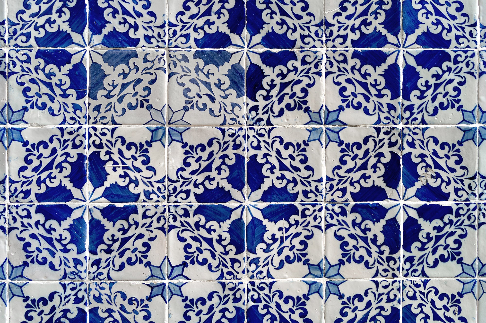 #112 Blue Patterned Tile - The Backdrop Shop